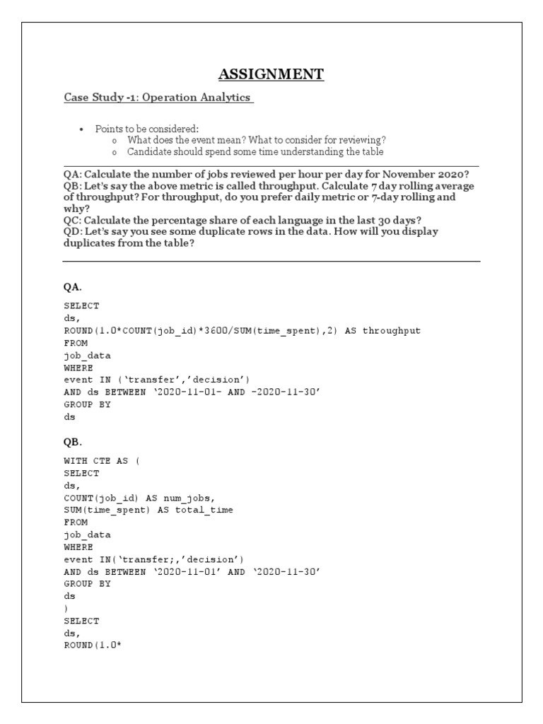 Assignment: Case Study - 1: Operation Analytics | PDF | Chromebook | Tablet Computer