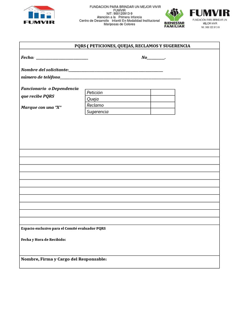 PQRS Formato | PDF