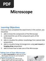 Parts and Function of The Microscope | PDF