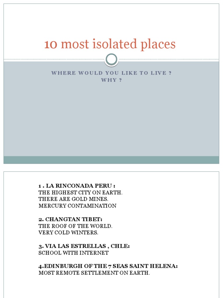 10 Most Isolated Places Presentation | PDF | Social Science