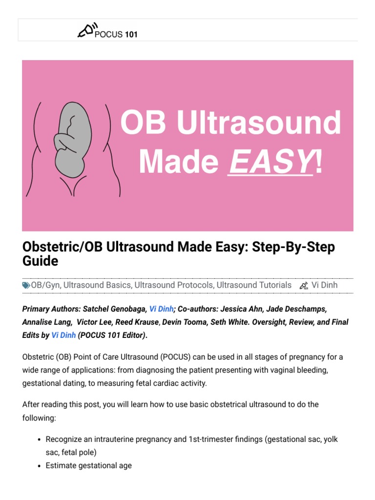 Obstetric - OB Ultrasound Made Easy - Step-By-Step Guide - POCUS 101 ...