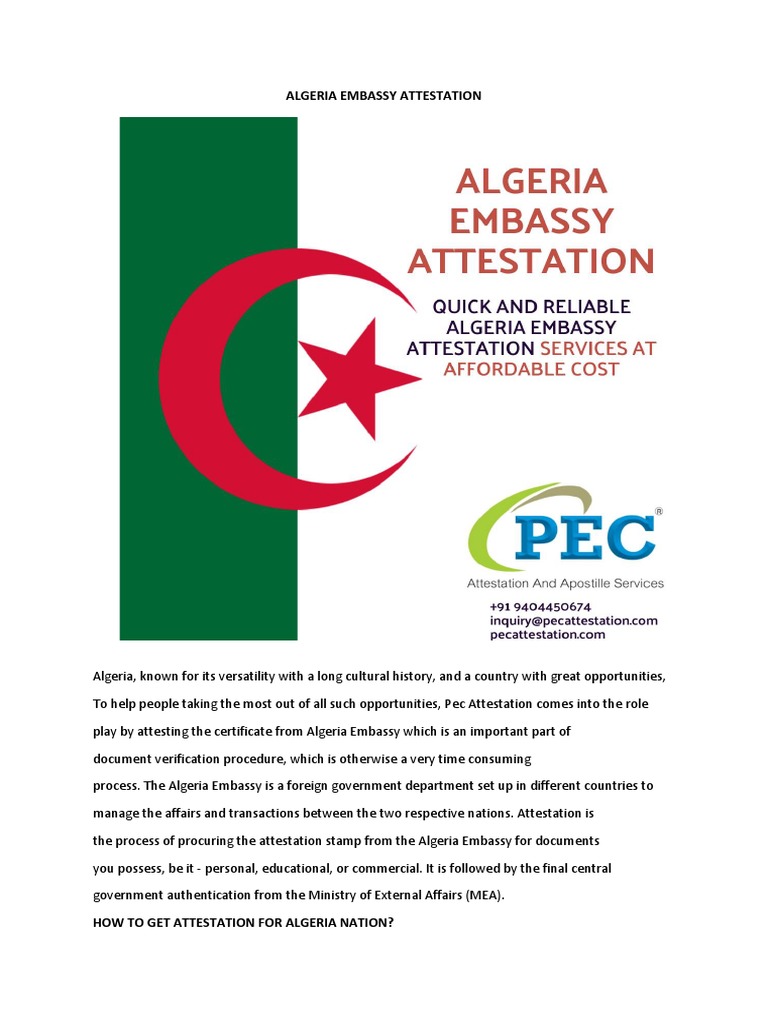 Algeria Embassy Document Attestation Guide | PDF