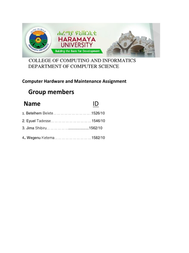 Hardware and Maintenance Assignment in Haramaya University | PDF