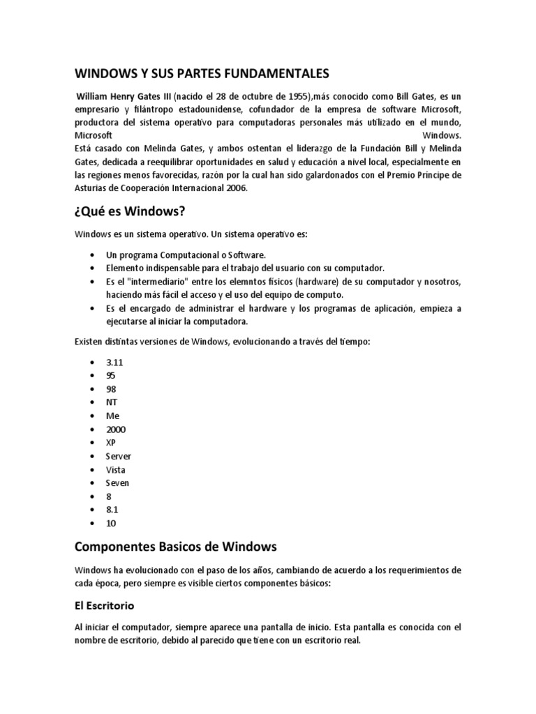 Windows y Sus Partes Fundamentales | PDF | Ventana (informática ...