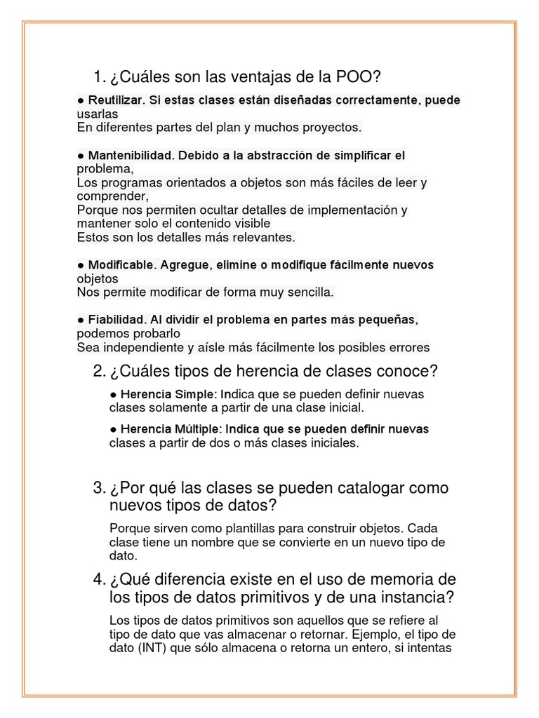 Cuáles Son Las Ventajas de La POO | PDF | Java (lenguaje de ...