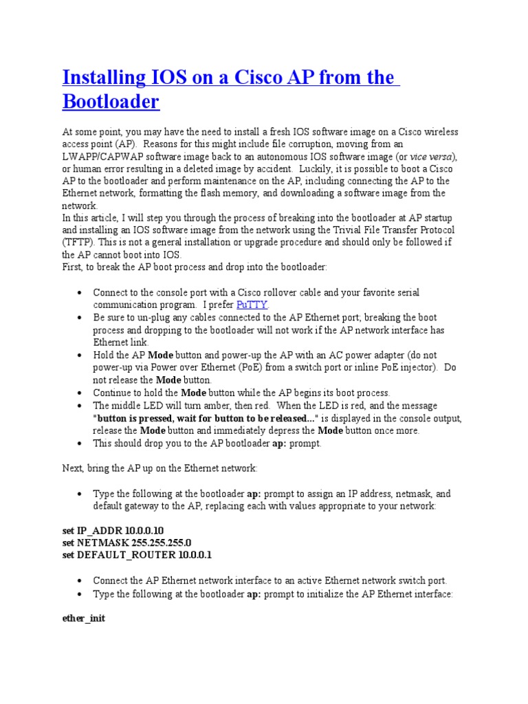 Loading IOS From Bootloader | PDF | Booting | Computer Network