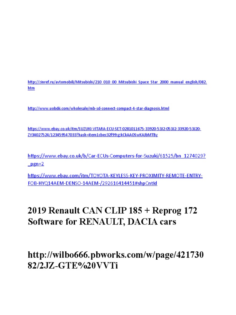2019 Renault CAN CLIP 185 + Reprog 172 Software For RENAULT, DACIA Cars ...