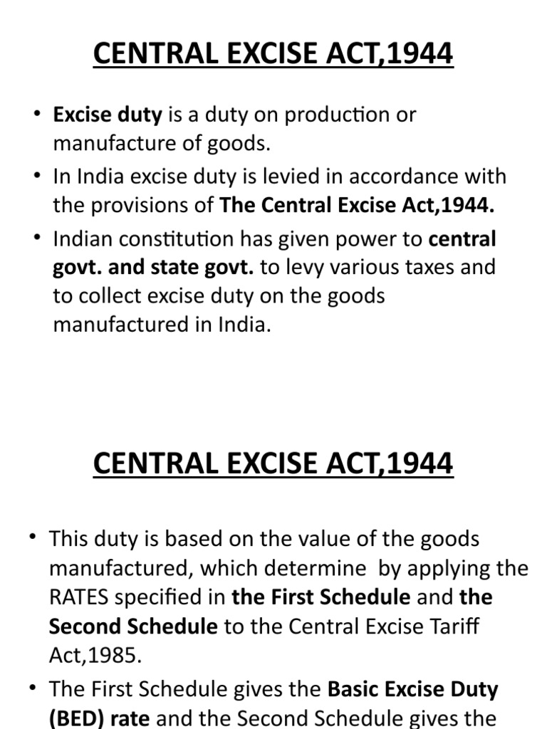 Understanding Central Excise Duty 1944 | PDF | Taxation | Excise