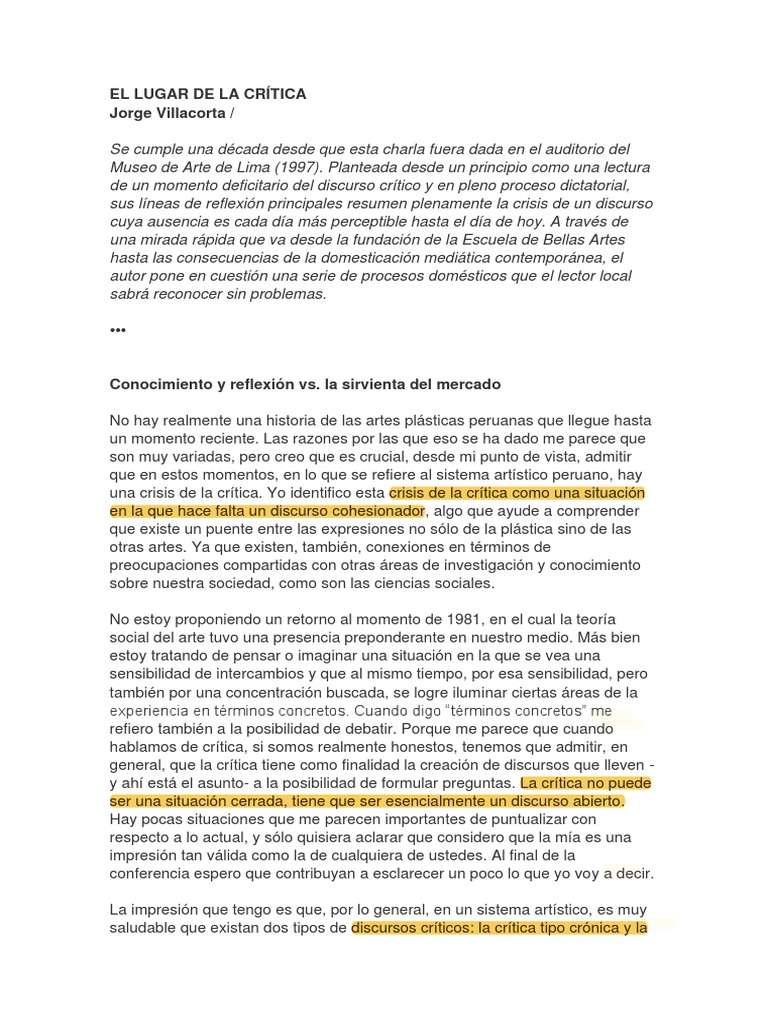 Crisis de la Crítica de Arte Peruana | PDF | Ensayos | Crítica de arte