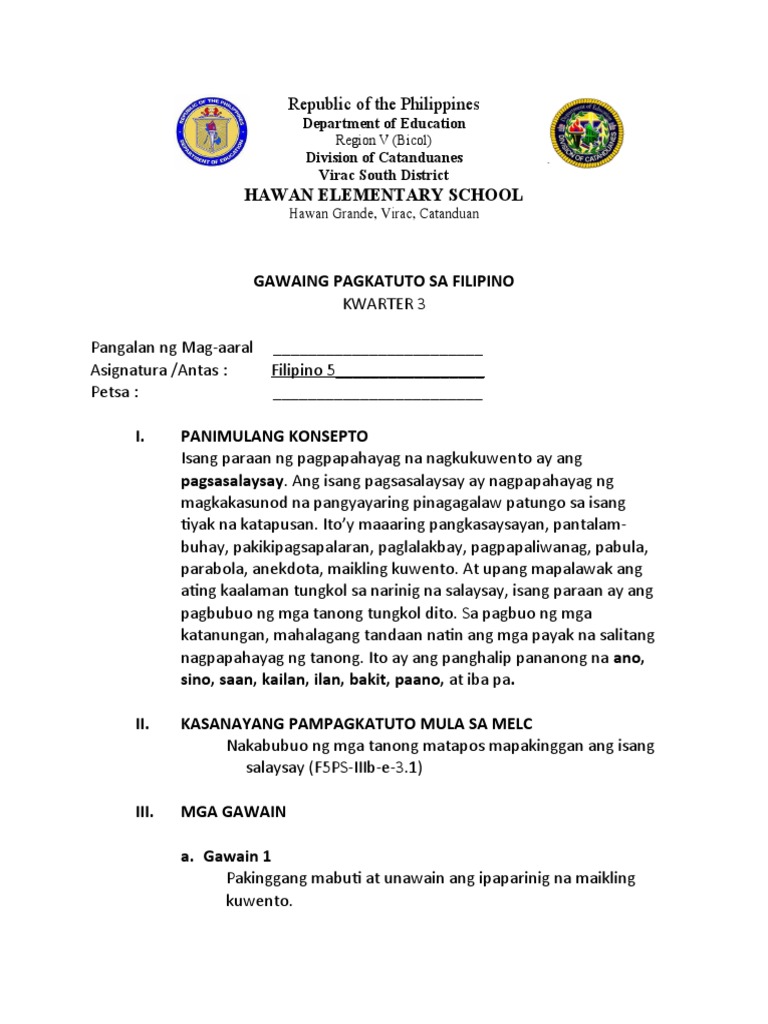 Learning Activity Sheets in Filipino | PDF