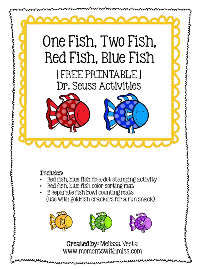 One Fish, Two Fish, Red Fish, Blue Fish: (Free Printable) Dr. Seuss ...