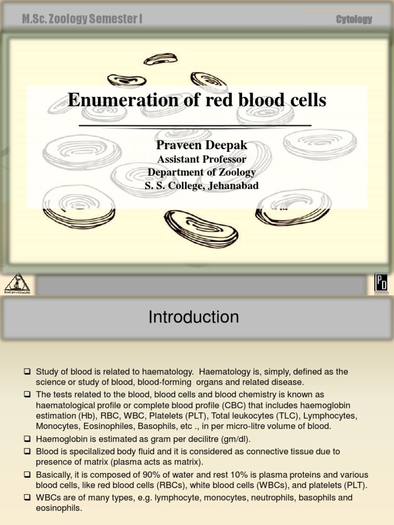 Enumeration of RBCs | PDF | Blood Cell | White Blood Cell