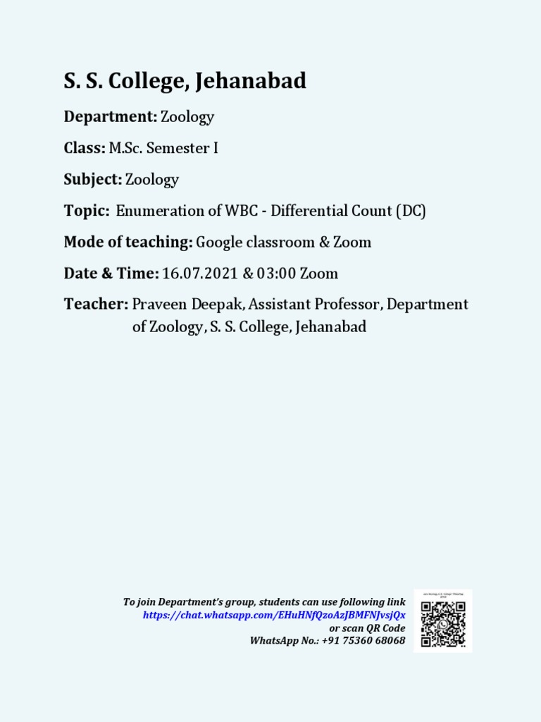 Enumeration of WBC - Differential Count (DC) | PDF | White Blood Cell ...