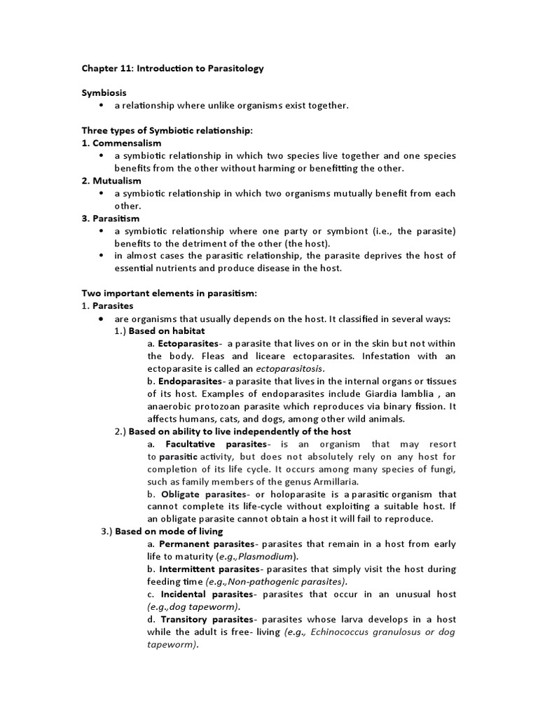 Chapter 11 Summary | PDF | Parasitism | Symbiosis