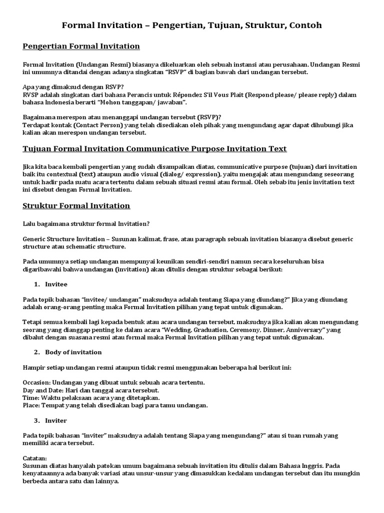 Contoh dan Struktur Undangan Formal | PDF