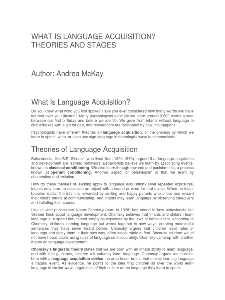 What Is Language Acquisition | PDF | Language Acquisition | Language ...