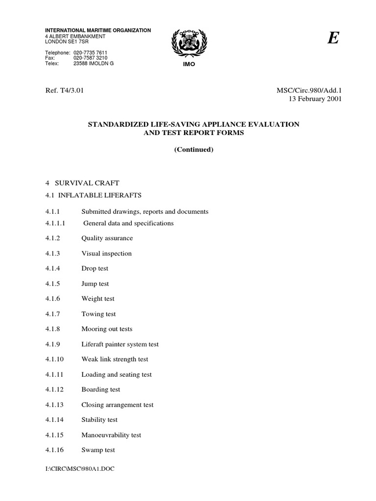 MSC.1-Circ.980-Add.1 - (Continued) (Secretariat) | PDF | Nature