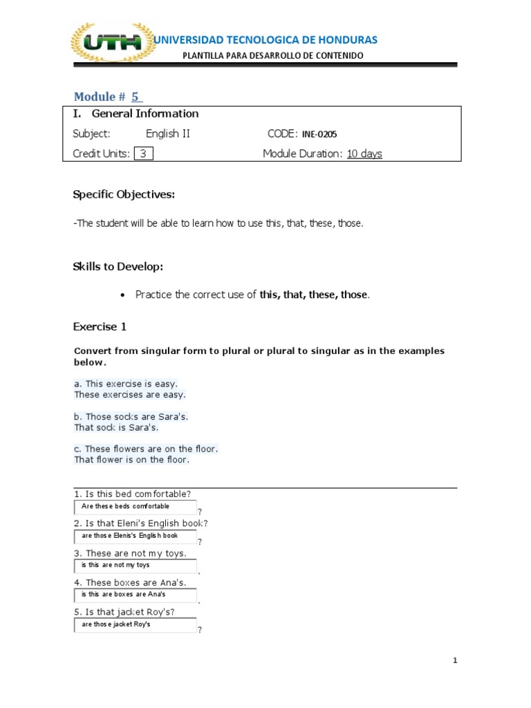 Module # 5 - : Universidad Tecnologica de Honduras | PDF | Language ...