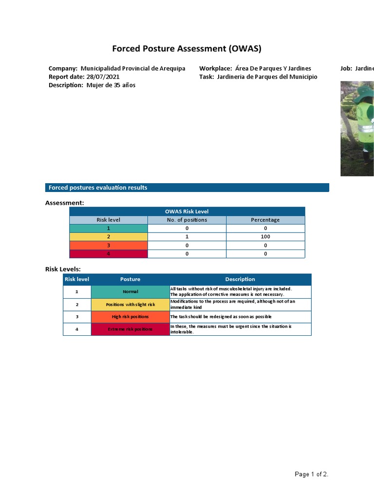 Forced Posture Assessment (OWAS) | PDF | Risk | Business