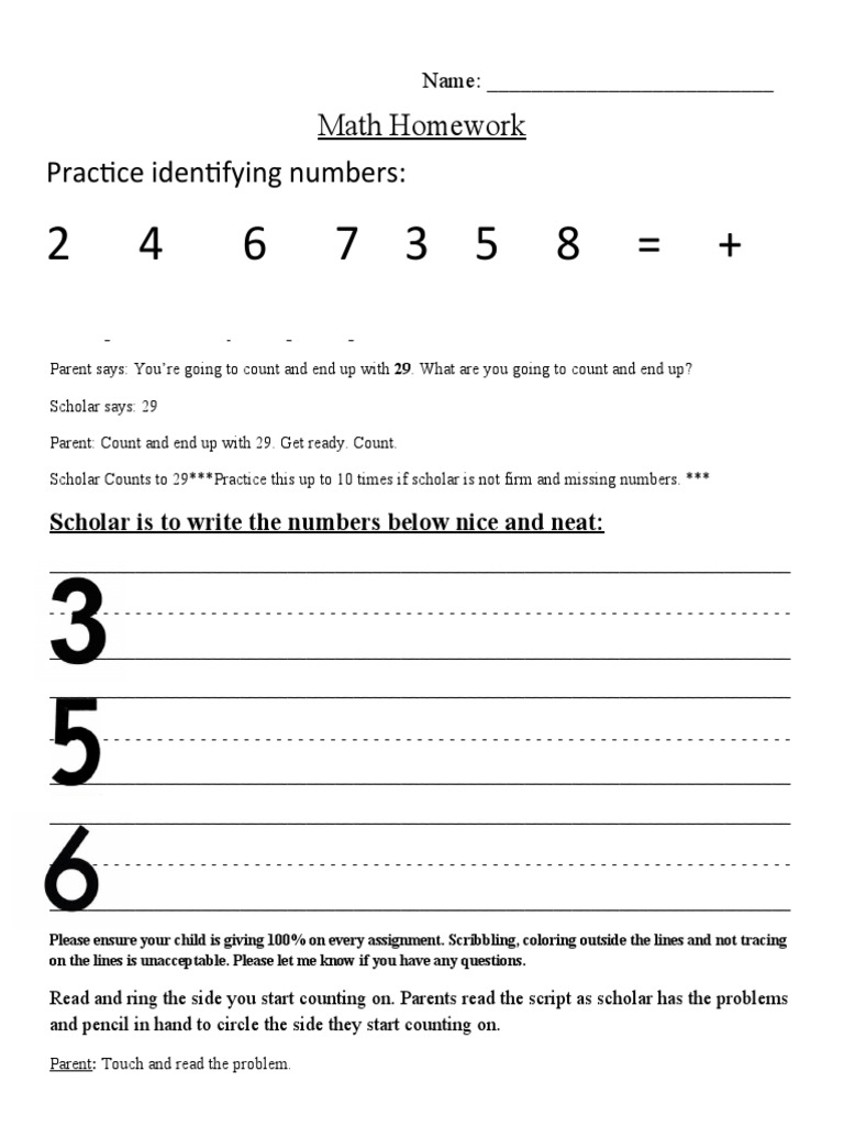Math Homework Practice Identifying Numbers:: Scholar Is To Write The ...