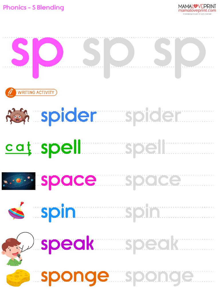 Mamaloveprint English Phonics 7 S Blend SP | PDF