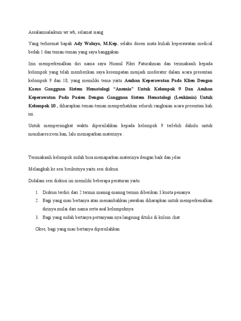 Teks Moderator Presentasi Kelompok 9-10 | PDF