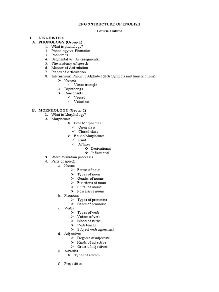 Eng 3 Structure of English | PDF | Noun | Part Of Speech