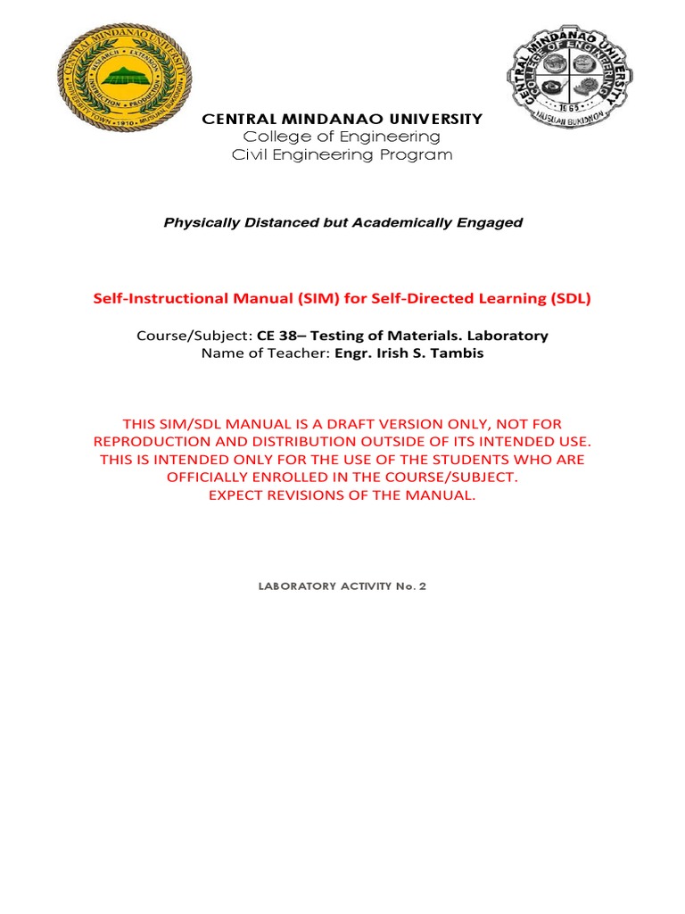 College of Engineering Civil Engineering Program: Self-Instructional ...