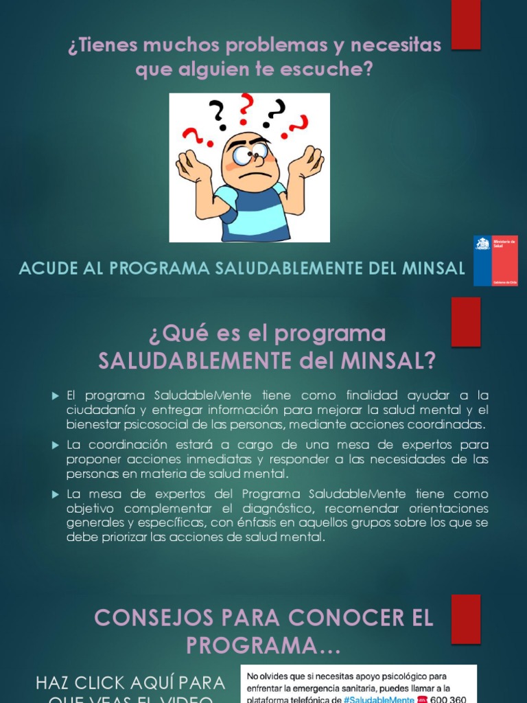 Programa SaludableMente del MINSAL | PDF | Crecimiento personal y profesional