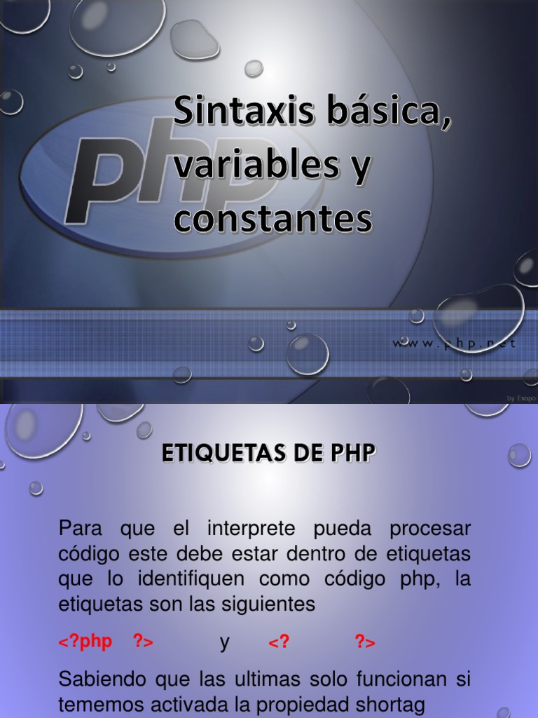 Sintaxis Básica, Variables y Constantes | PDF | Php | Variable ...
