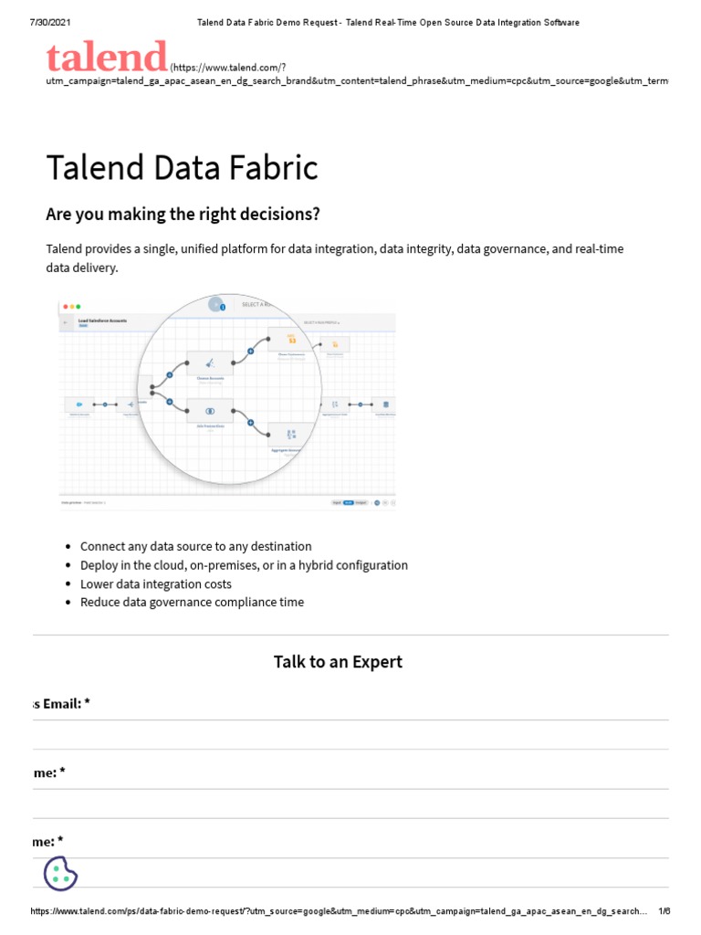 Talend Data Fabric Demo Request - Talend Real-Time Open Source Data Integration Software | PDF ...