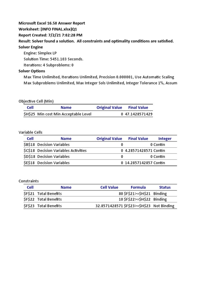 Optimizing Resource Allocation Decisions through Linear Programming | PDF | Microsoft Excel ...