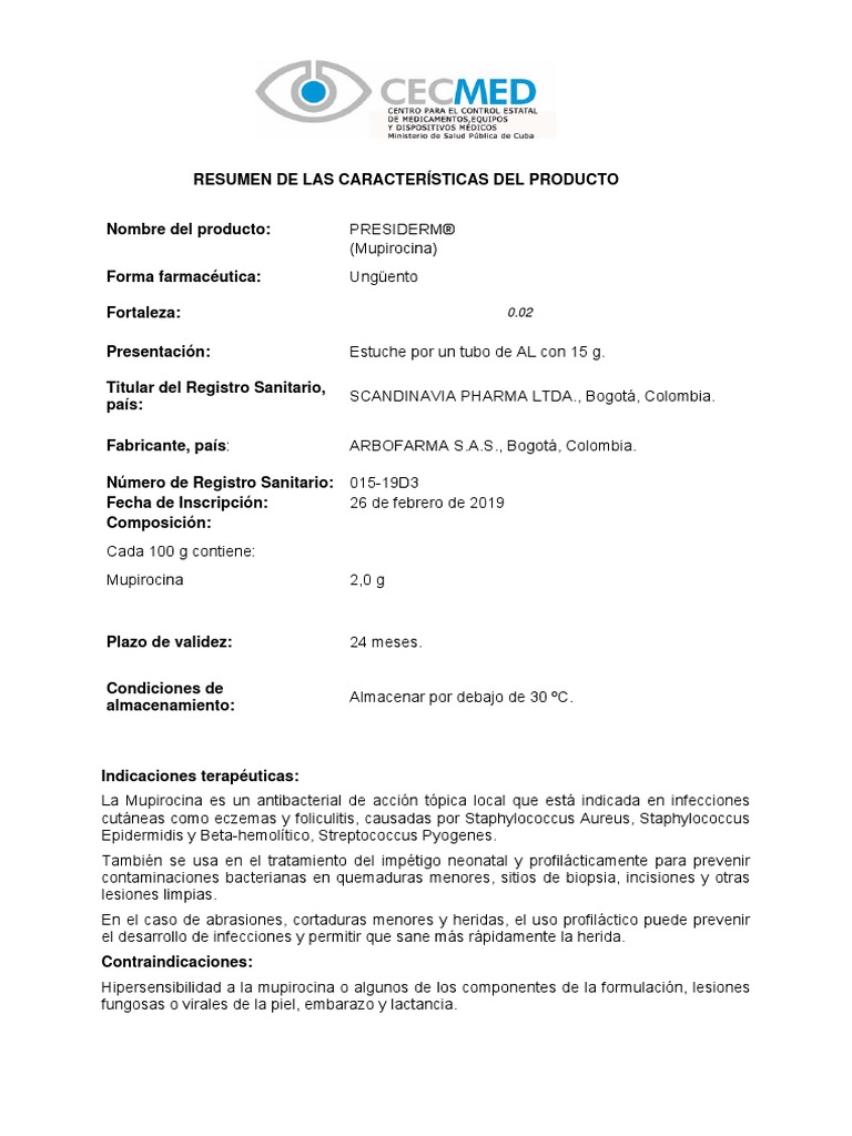 015-19D3 Presiderm | PDF | Medicamentos con receta | Farmacología