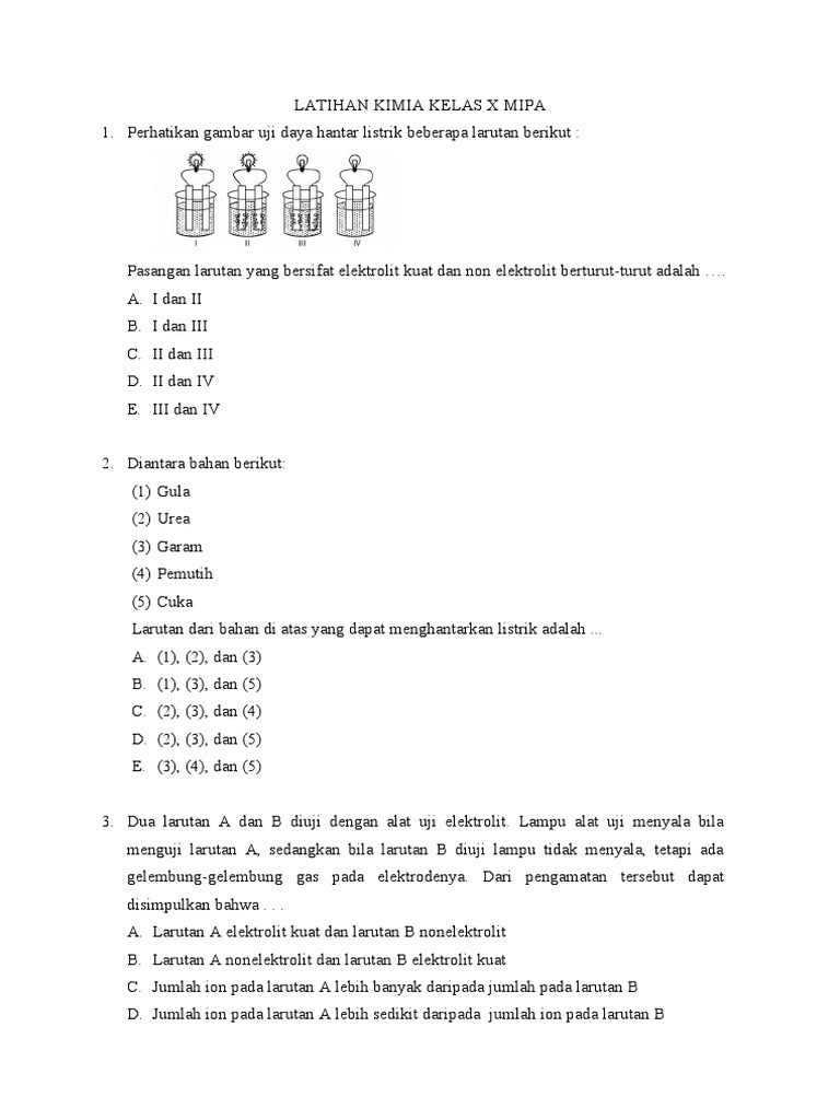 50 Soal Latihan Persiapan Pat Kelas X Kimia | PDF