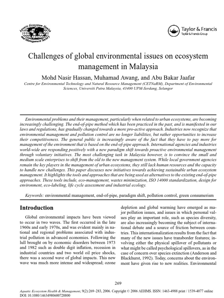 Challenges of Global Environmental Issues On Ecosystem Management in ...
