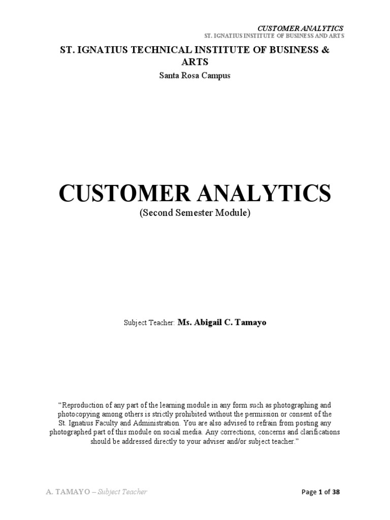 Customer Analytics | PDF | Analytics | Customer Experience