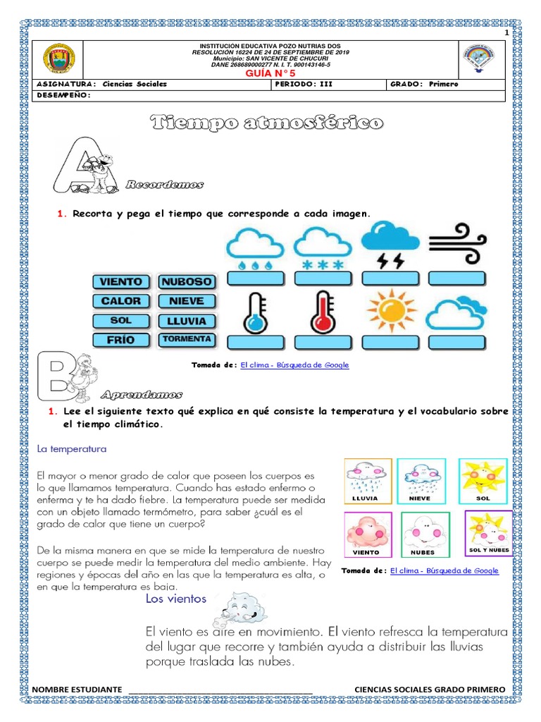Actividades sobre el Clima para Primer Grado | PDF | Clima | Naturaleza