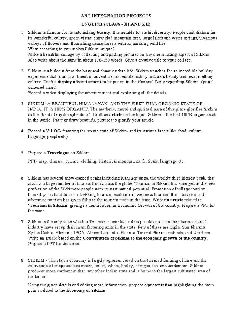 Art Integration Projects English (Class - Xi and Xii) | PDF | Food And ...