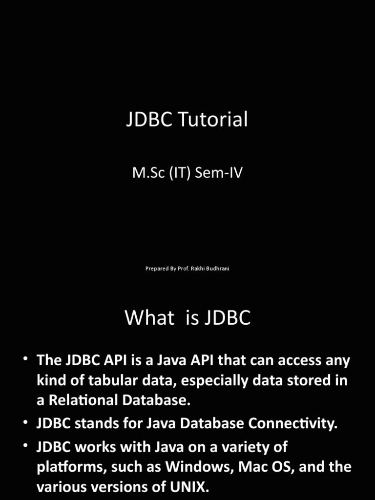 JDBC Tutorial For M.SC (IT) | PDF | Databases | Software Engineering