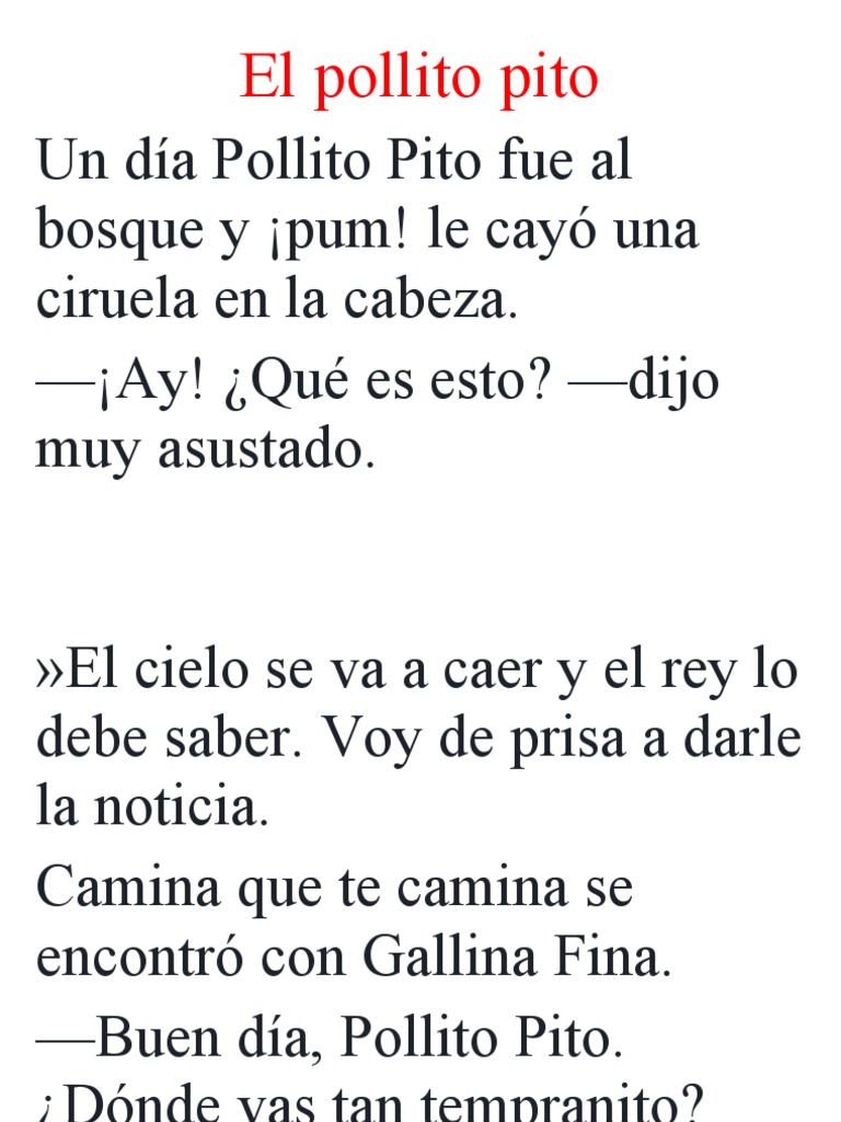 El cuento del Pollito Pito | PDF | Ocio