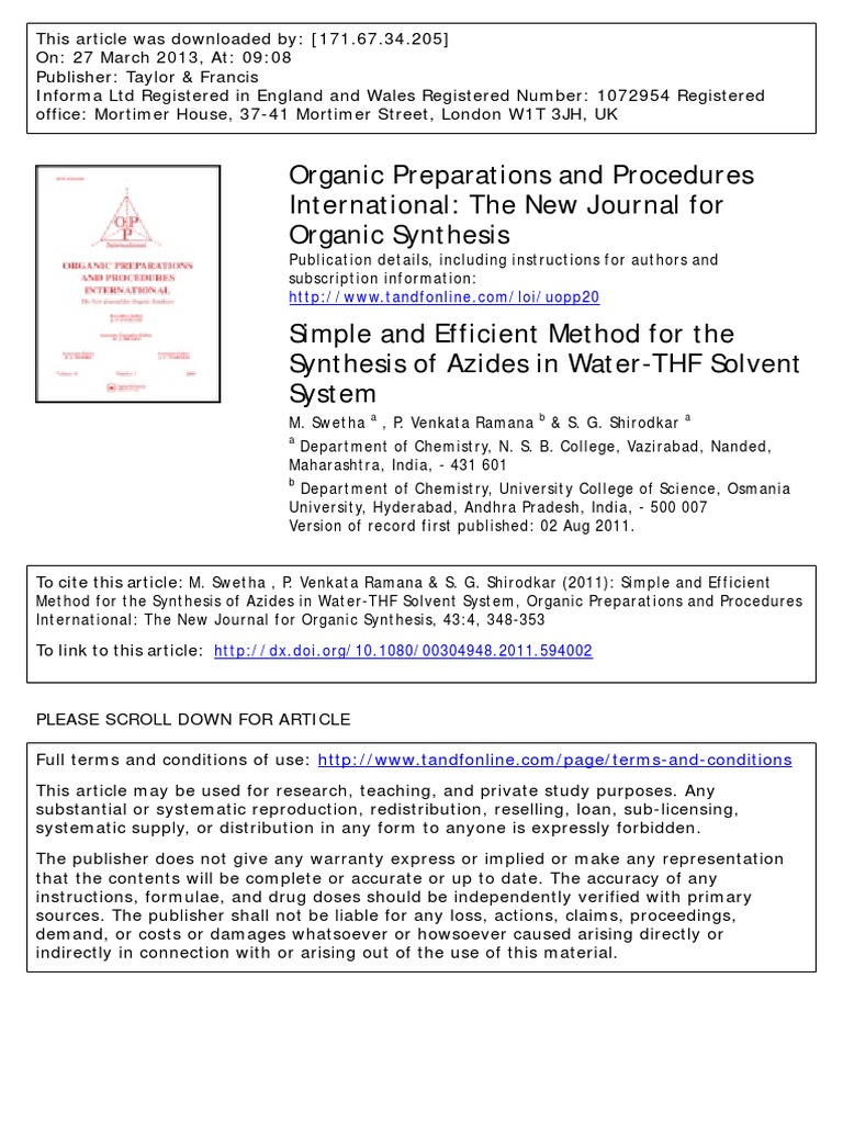 Organic Preparations and Procedures International: The New Journal For ...