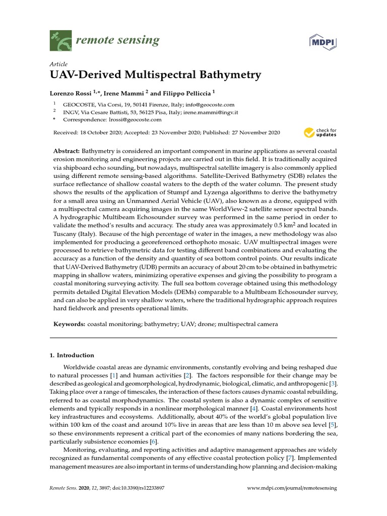 UAV-Derived Multispectral Bathymetry | PDF | Topography | Satellite Imagery