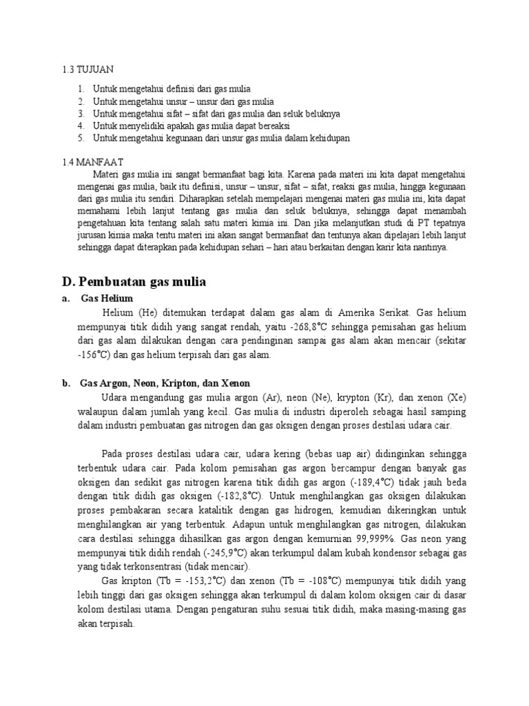 Laporan Kimia Gas Mulia | PDF