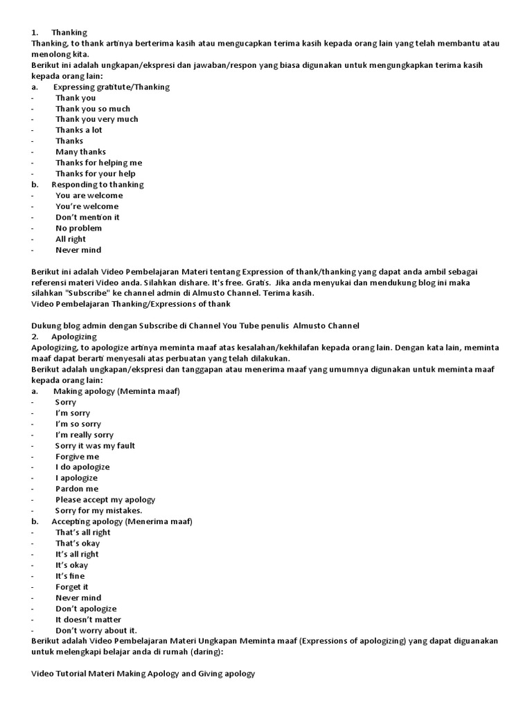 Thanking Apologizing | PDF