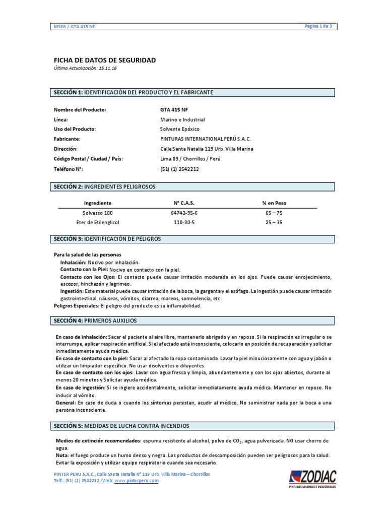 Gta 415 NF | PDF | Vapor | Solvente