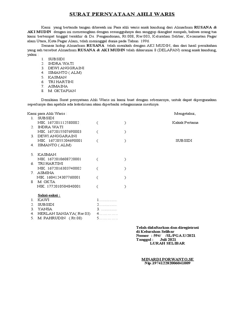 ST Baru Ahli Waris Rasunai | PDF