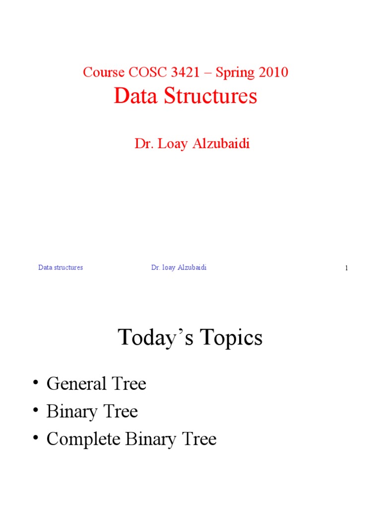 Data Structures: Course COSC 3421 - Spring 2010 | PDF | Array Data Structure | Computer Data