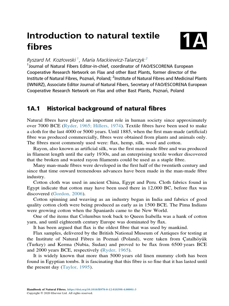 Introduction To Natural Textile Fibres | PDF | Textiles | Fibers