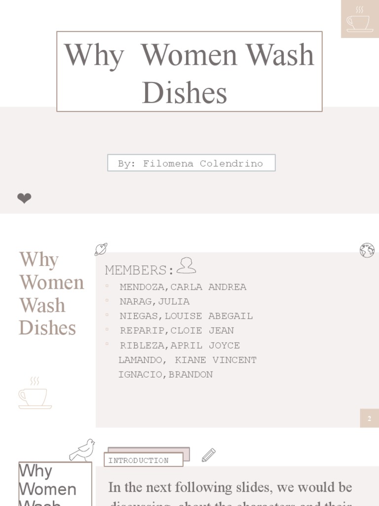 Why Women Wash Dishes: By: Filomena Colendrino | PDF | Cooking, Food ...