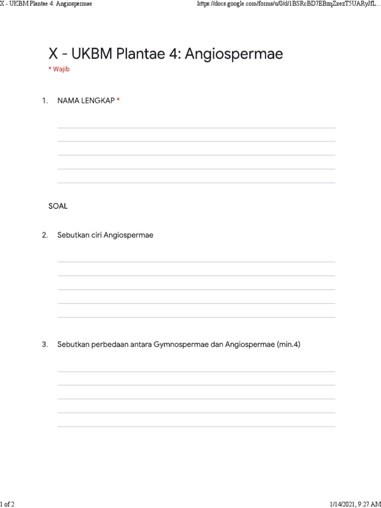 CONTOH UKBM Plantae 4 - Angiospermae | PDF | Science & Mathematics